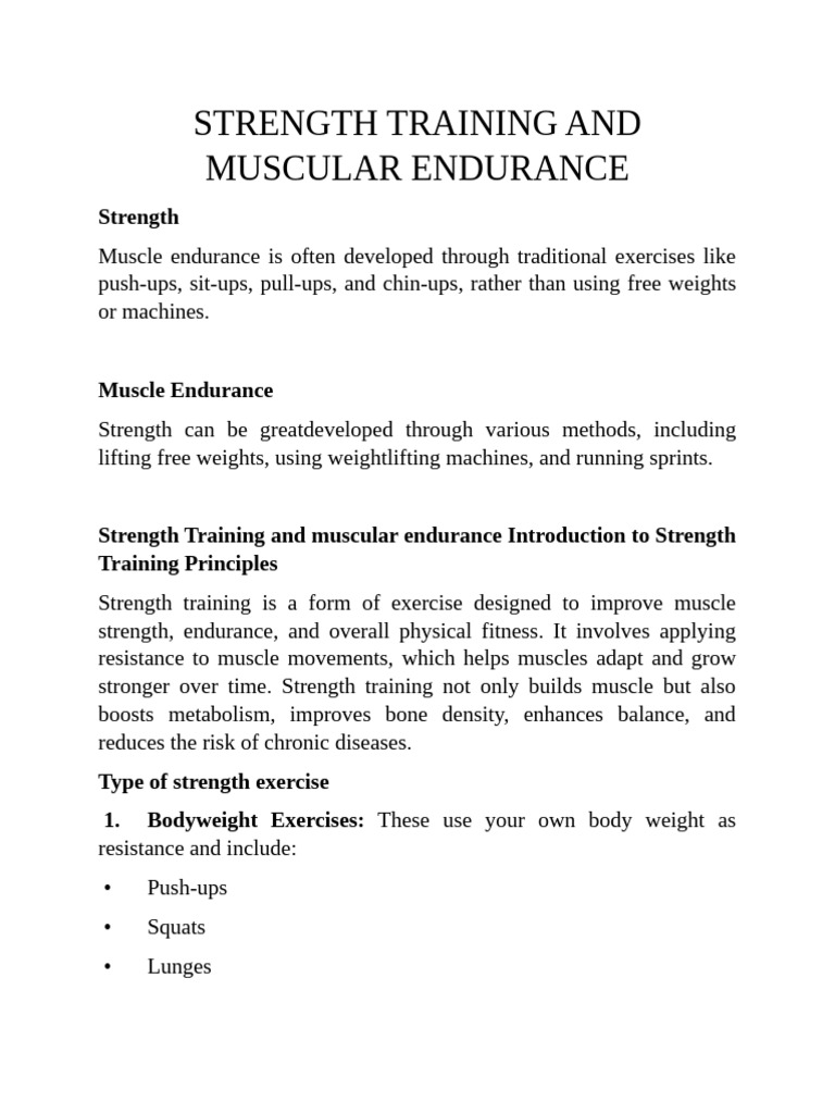 Strength Training for Endurance Benefits | PDF | Strength Training ...