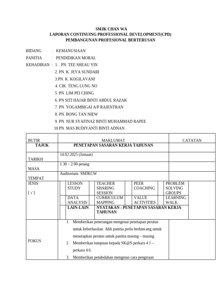 CPD 1 Penetapan Sasaran Kerja Tahunan | PDF