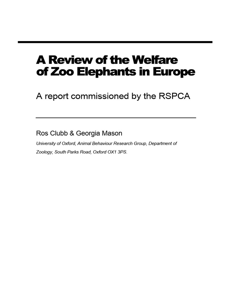 A Review of The Welfare of Zoo Elephants in Europe | PDF | Zoo | Animal ...