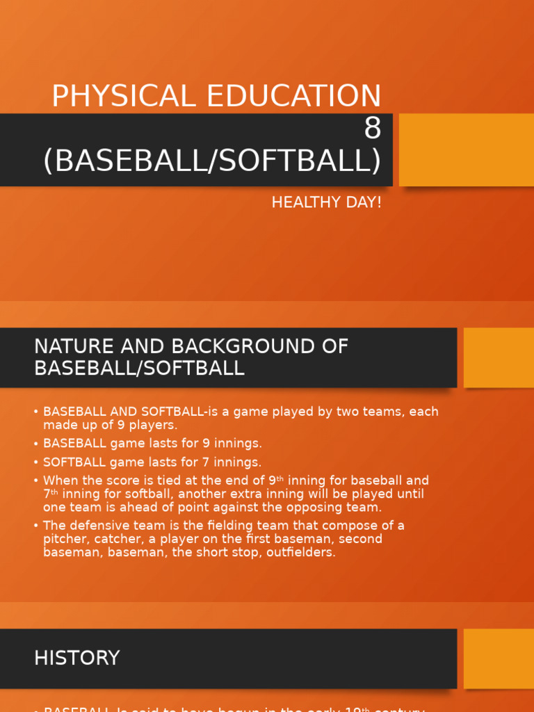 Physical Education 8 (Baseball) | PDF | Softball | Baseball Field