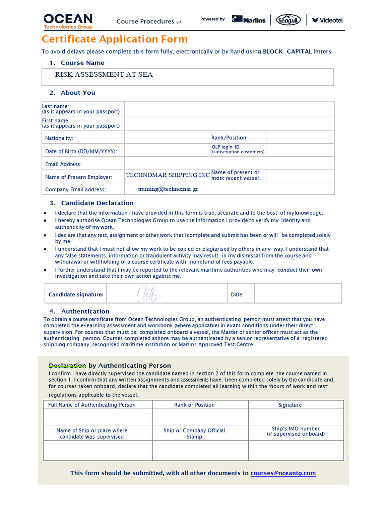 Course - Procedure - and - Application - Form (Risk Assessment at Sea ...