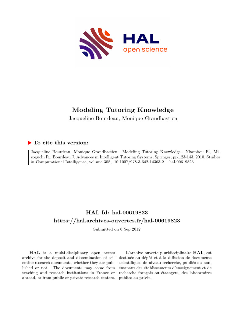 Modeling Knowledge in Intelligent Tutoring | PDF | Learning | Cognitive ...