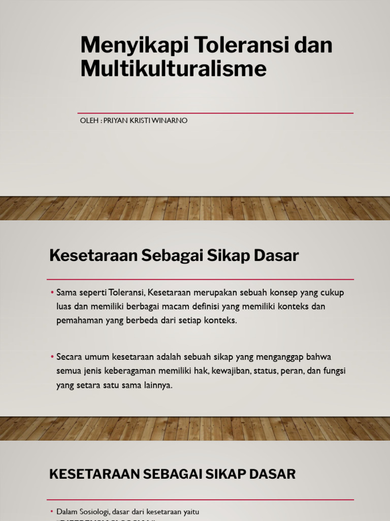 Menyikapi Toleransi Dan Multikulturalisme 1.Pptx | PDF
