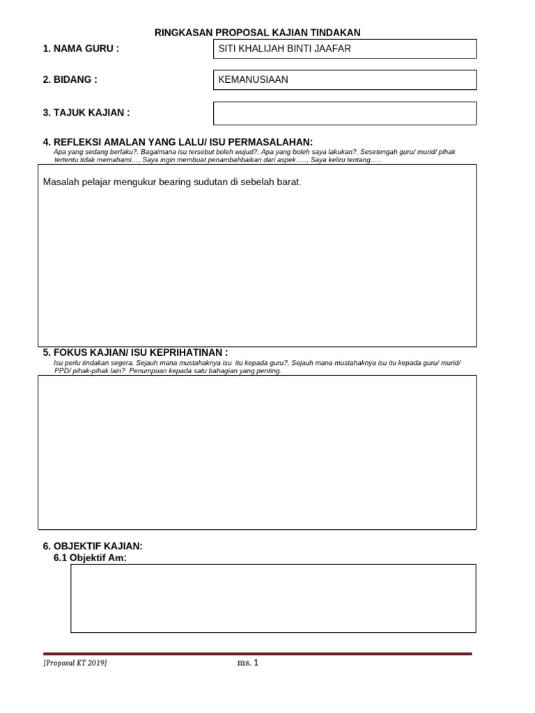 Ringkasan Proposal Kajian Tindakan | PDF