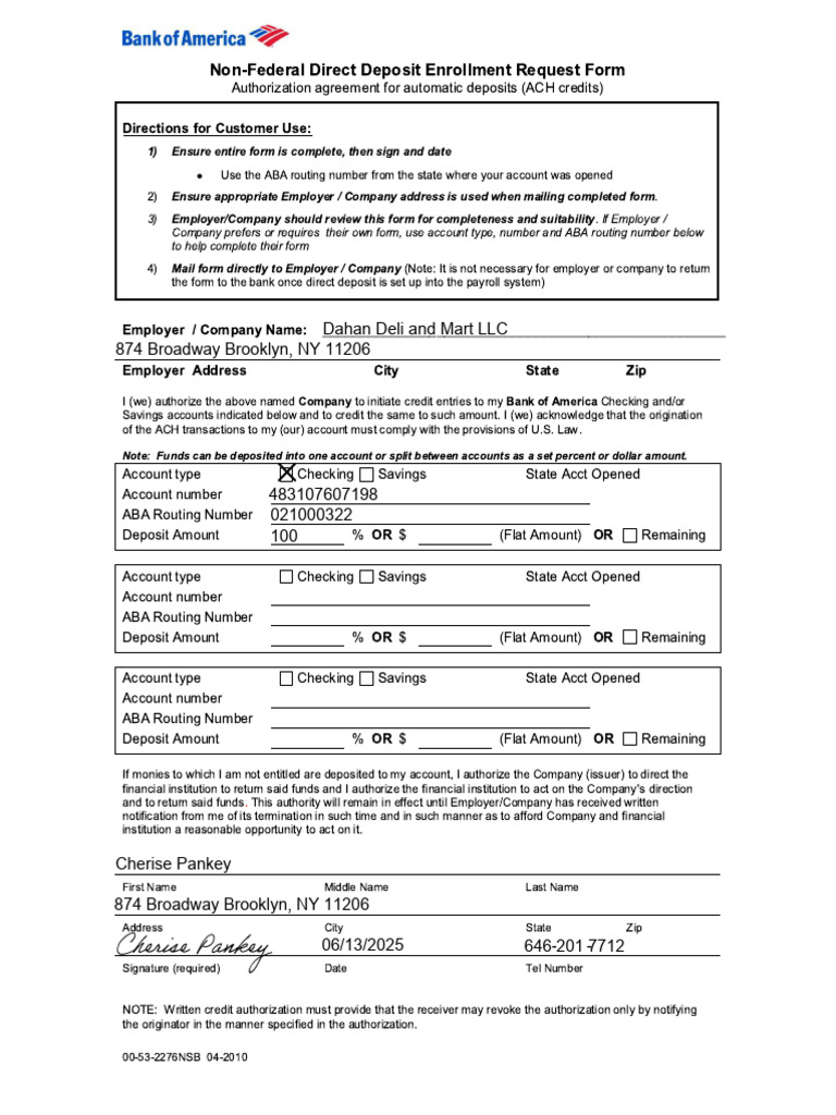 Dahan Deli and Mart Voided Check | PDF