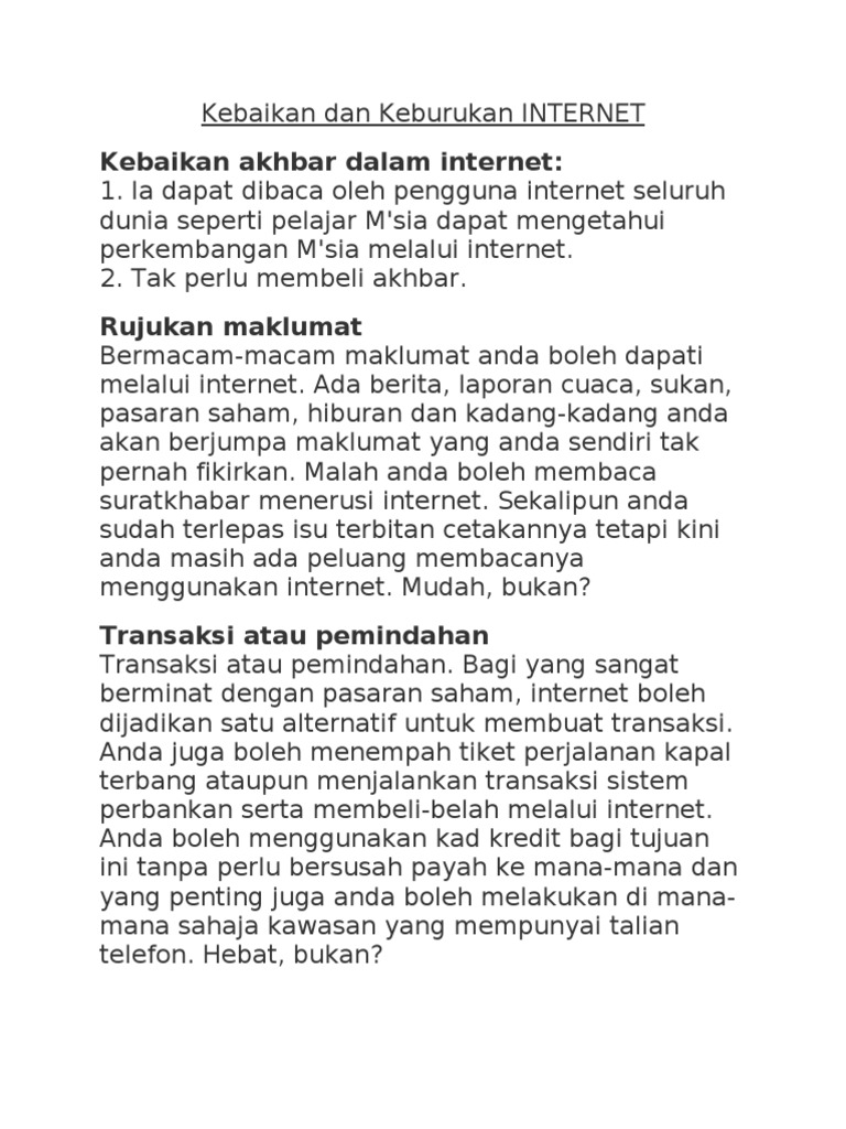 Kebaikan Dan Keburukan INTERNET | PDF
