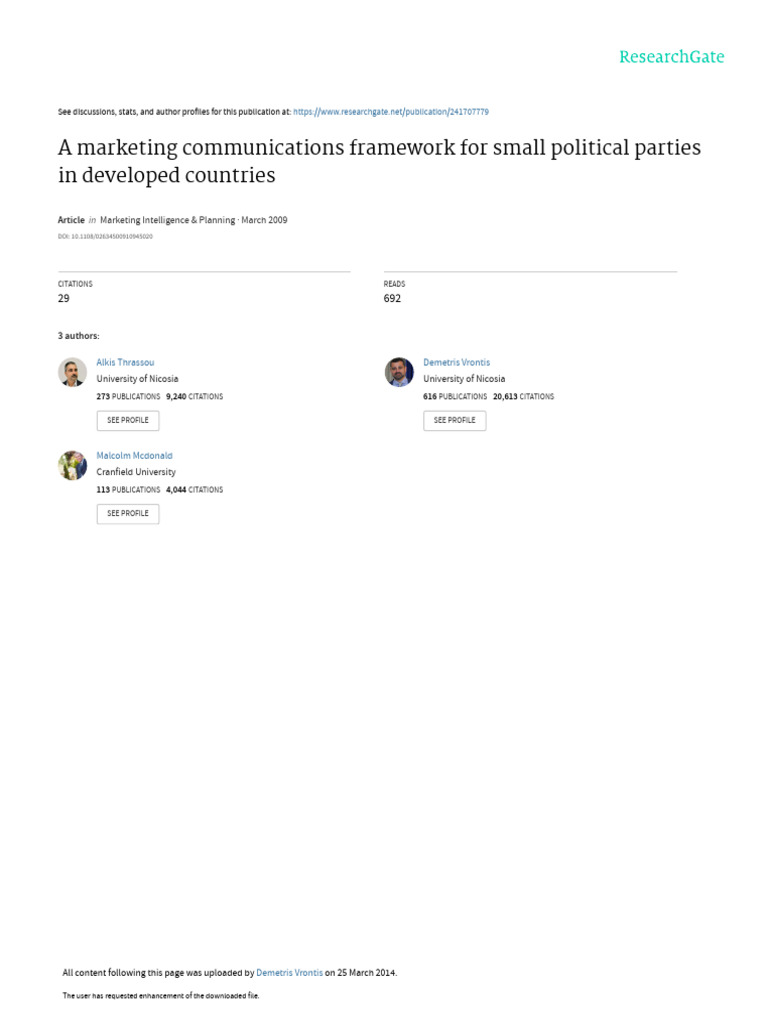 A Marketing Communications Framework For Small Political Parties in ...