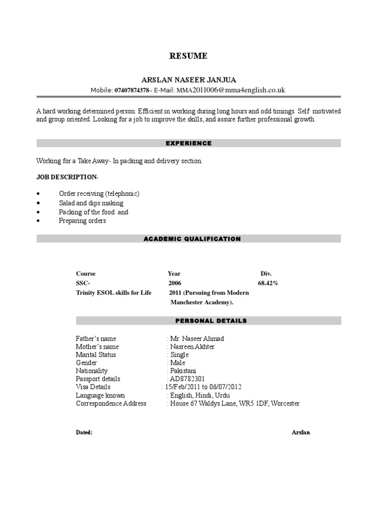 Resume Arsalan | PDF