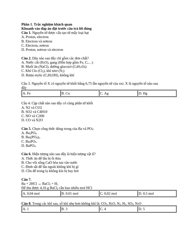 De Ktra Hoa Lop 8 | PDF