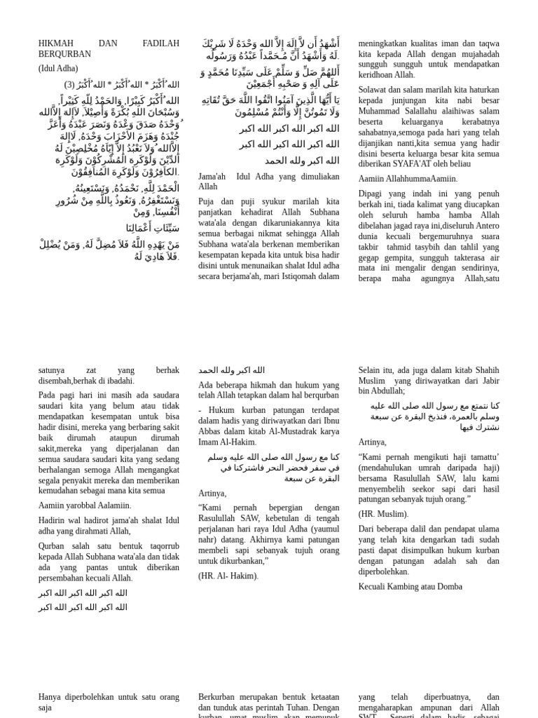 Hikmah Berqurban di Idul Adha | PDF
