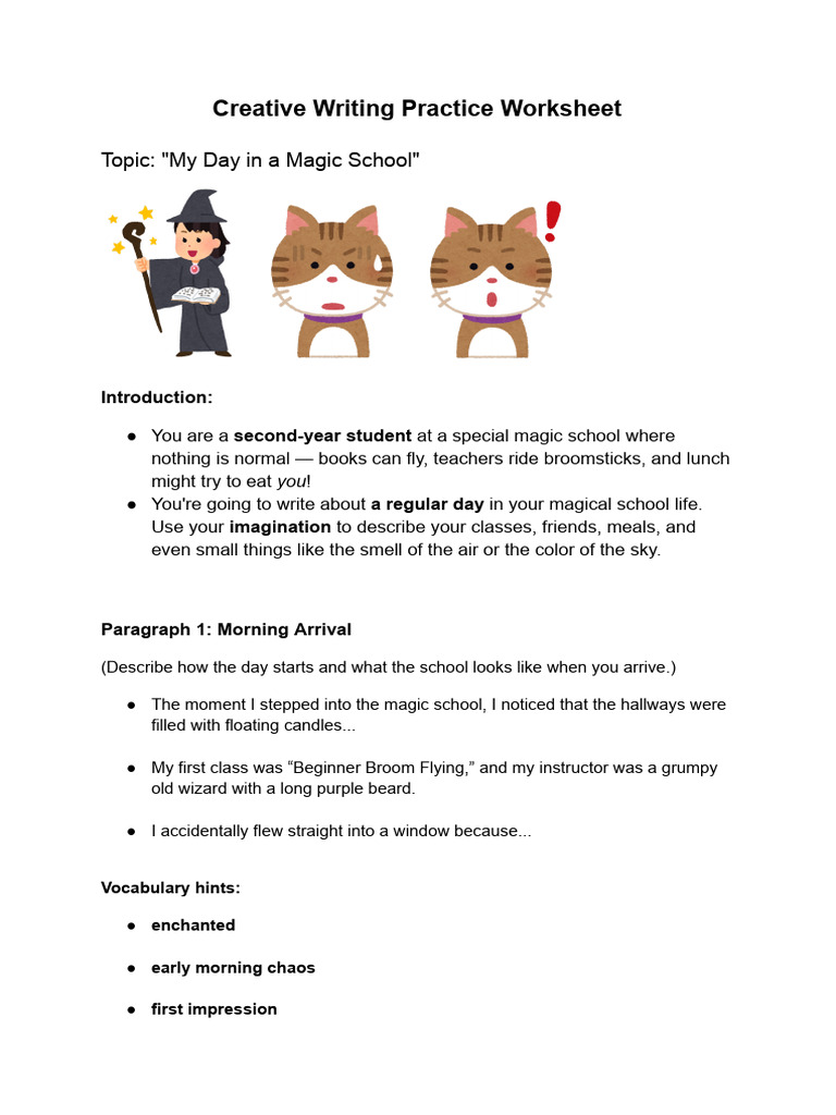 Magic School Day Writing Worksheet | PDF
