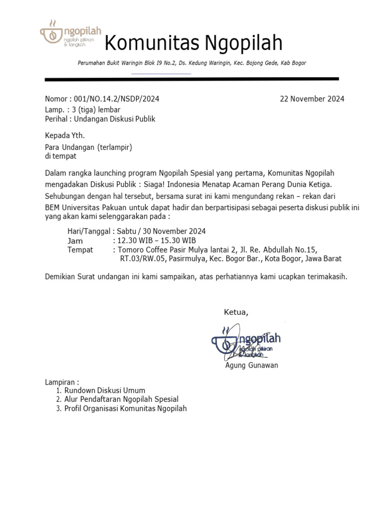 Surat Undangan BEM FISIP UI New | PDF