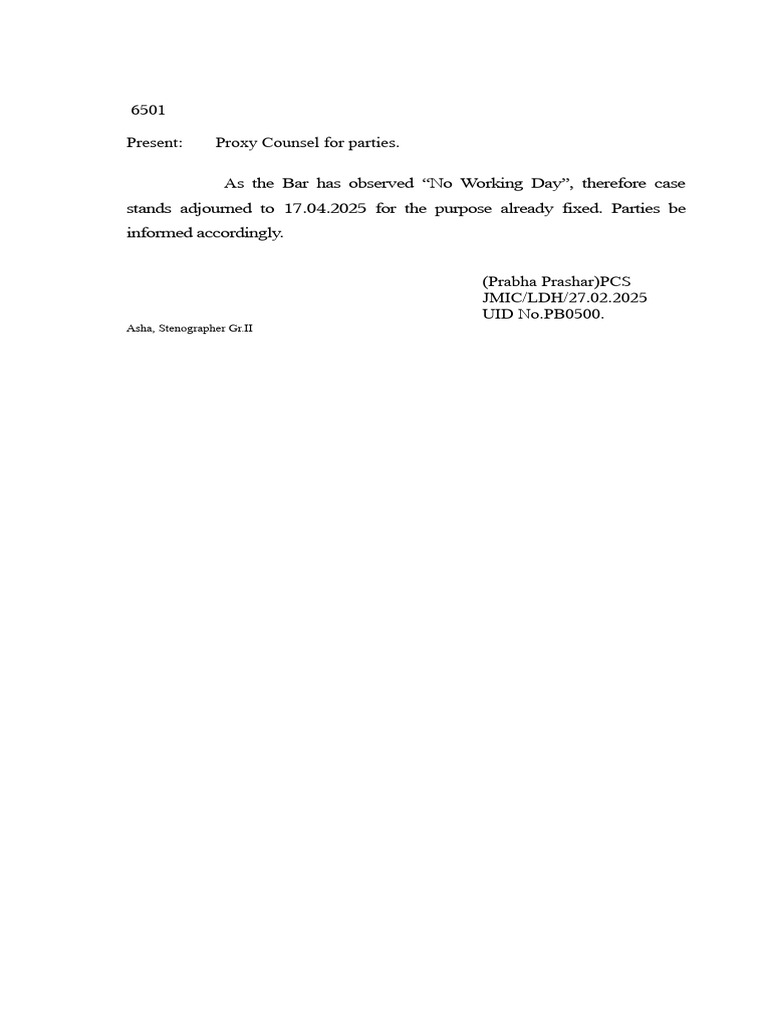 Case Adjournment Notice to 2025 | PDF