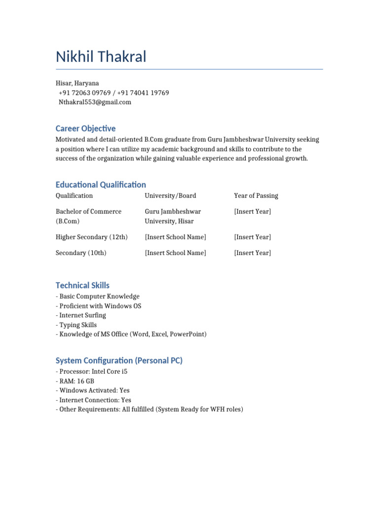 Nikhil Thakral CV | PDF
