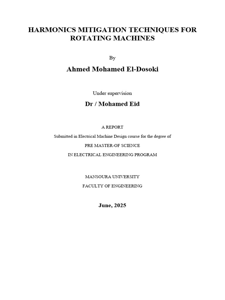 Design Strategies For Harmonic Mitigation in Rotating Electrical | PDF | Electric Motor | Power ...