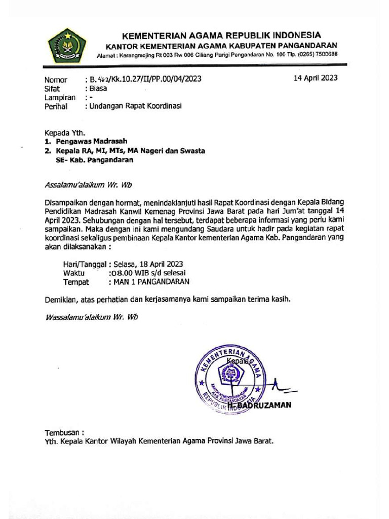 Undangan Rapat Koordinasi-1 | PDF