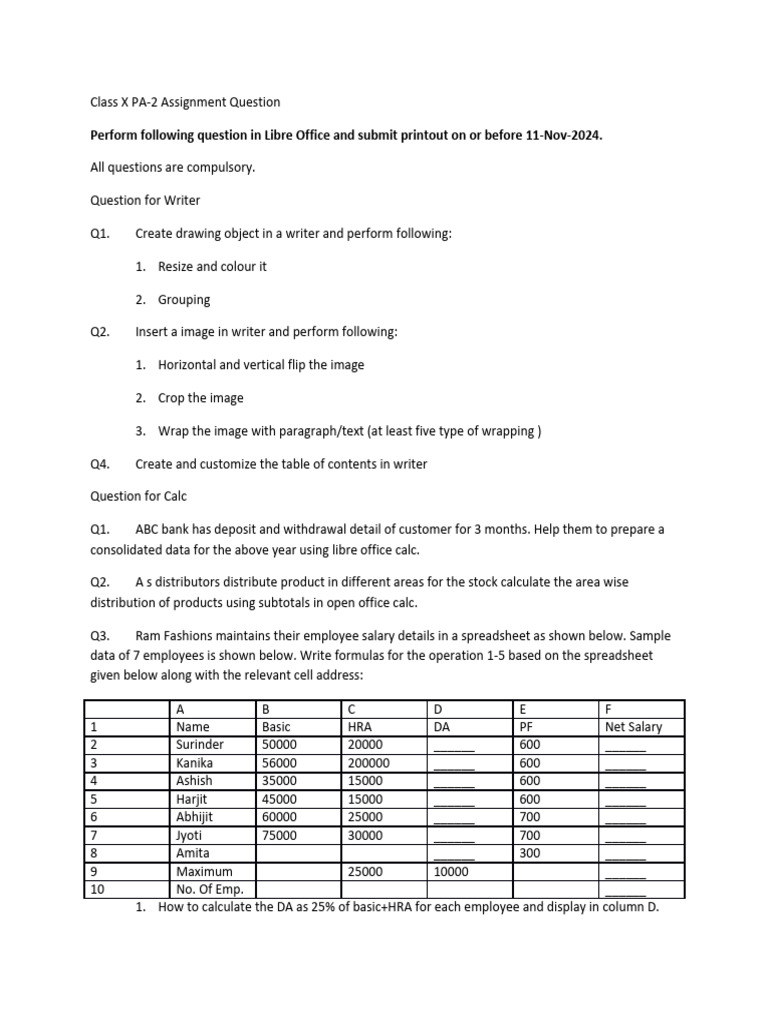 Class X PA2 Assignment 2025 | PDF