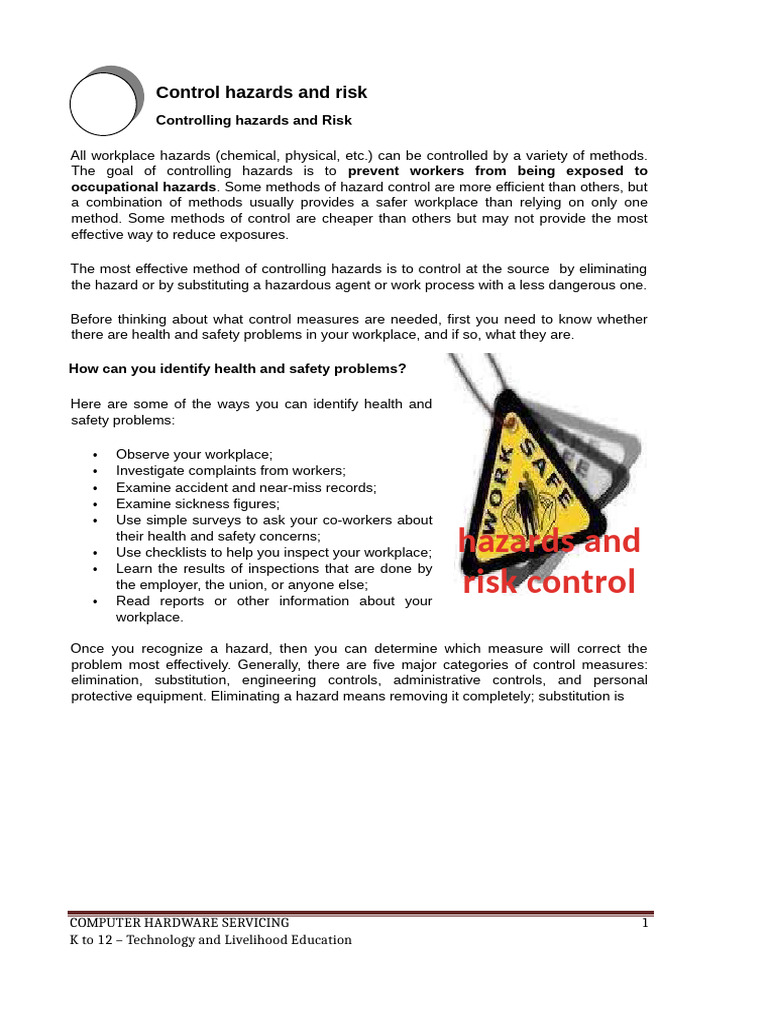 Control Hazards and Risk | PDF | Personal Protective Equipment ...