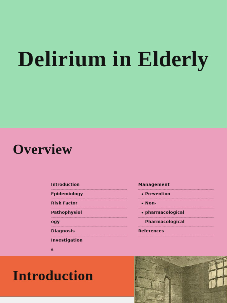 Management of Delirium in Elderly | PDF | Antipsychotic | Olanzapine