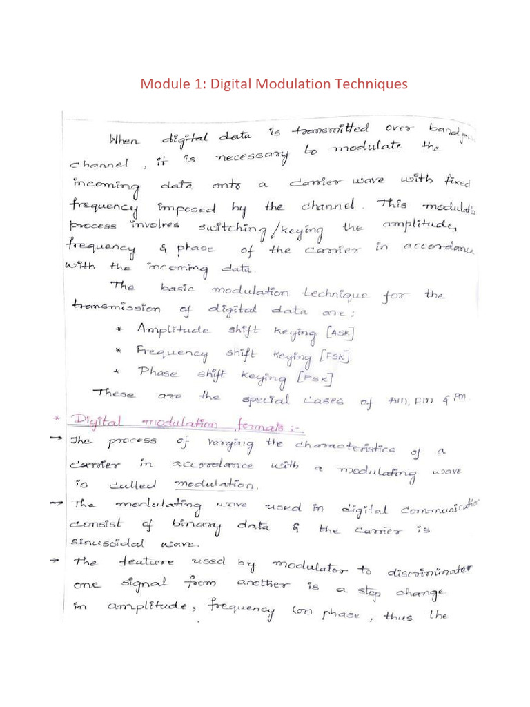 BEC503-Module 2-Digital Modulation Techniques | PDF