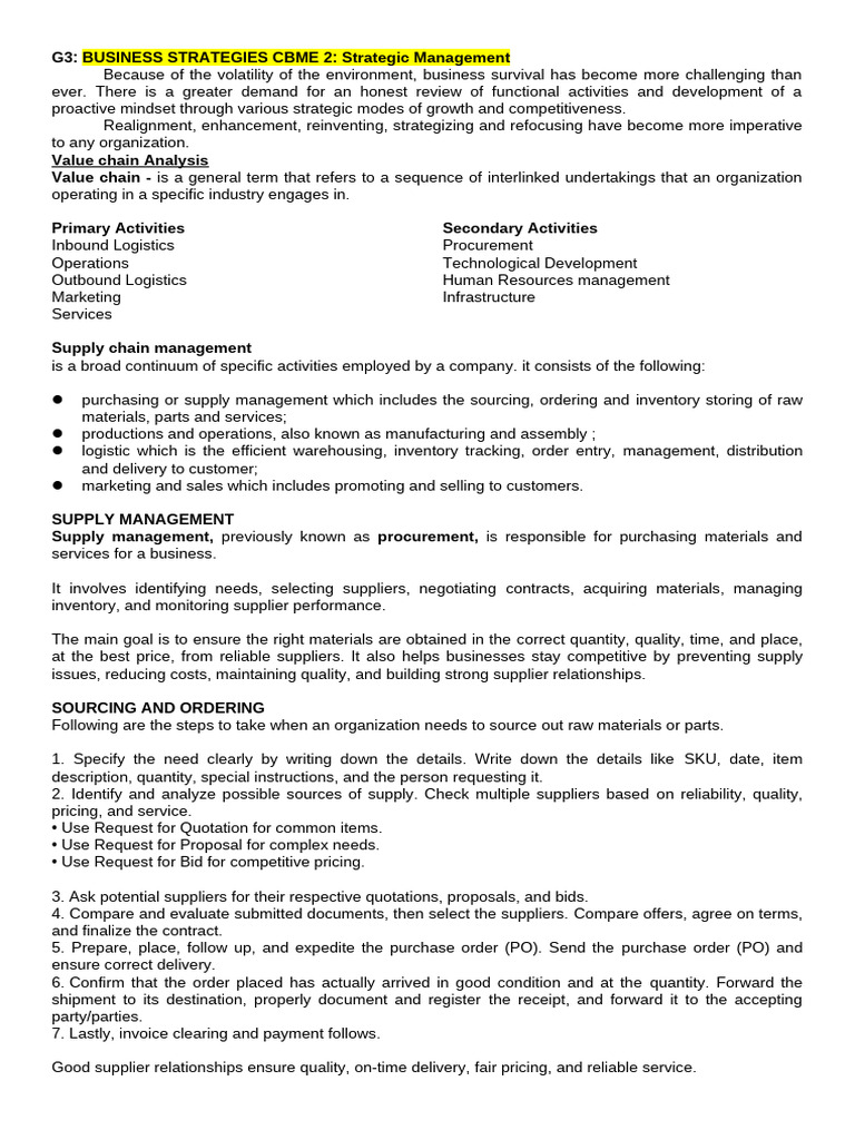 CBME 2 Reviewer For Midterm | PDF | Marketing | Logistics