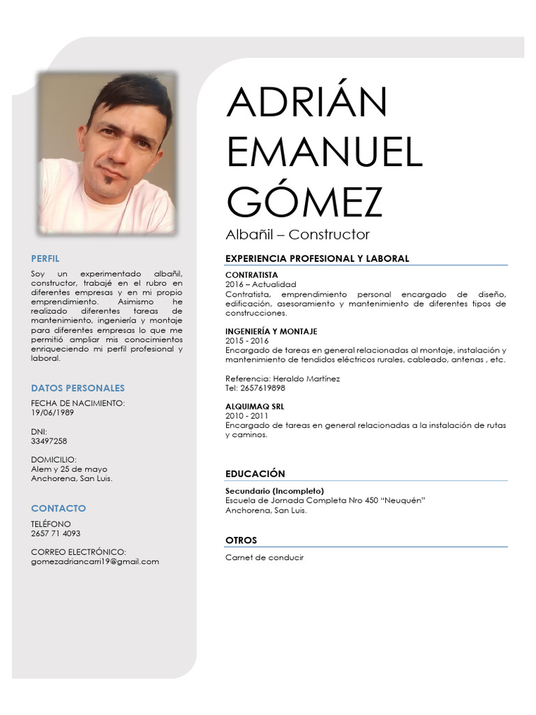 CV Adrián Emanuel Gómez | PDF
