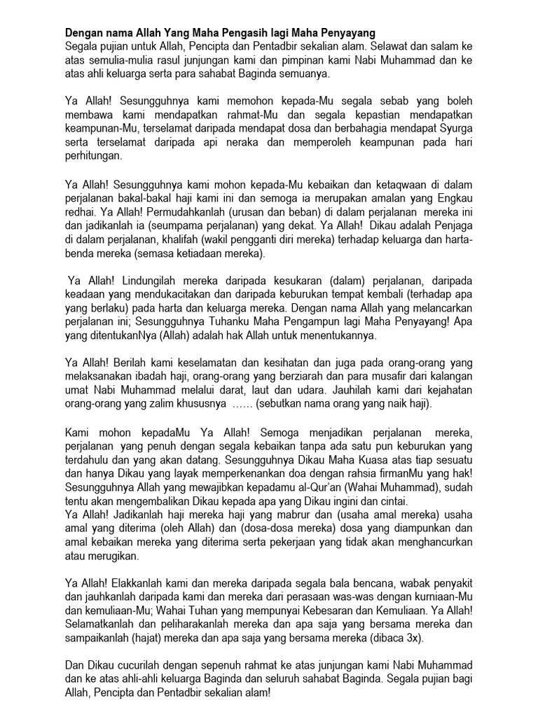 Doa Meraikan Bakal Haji | PDF
