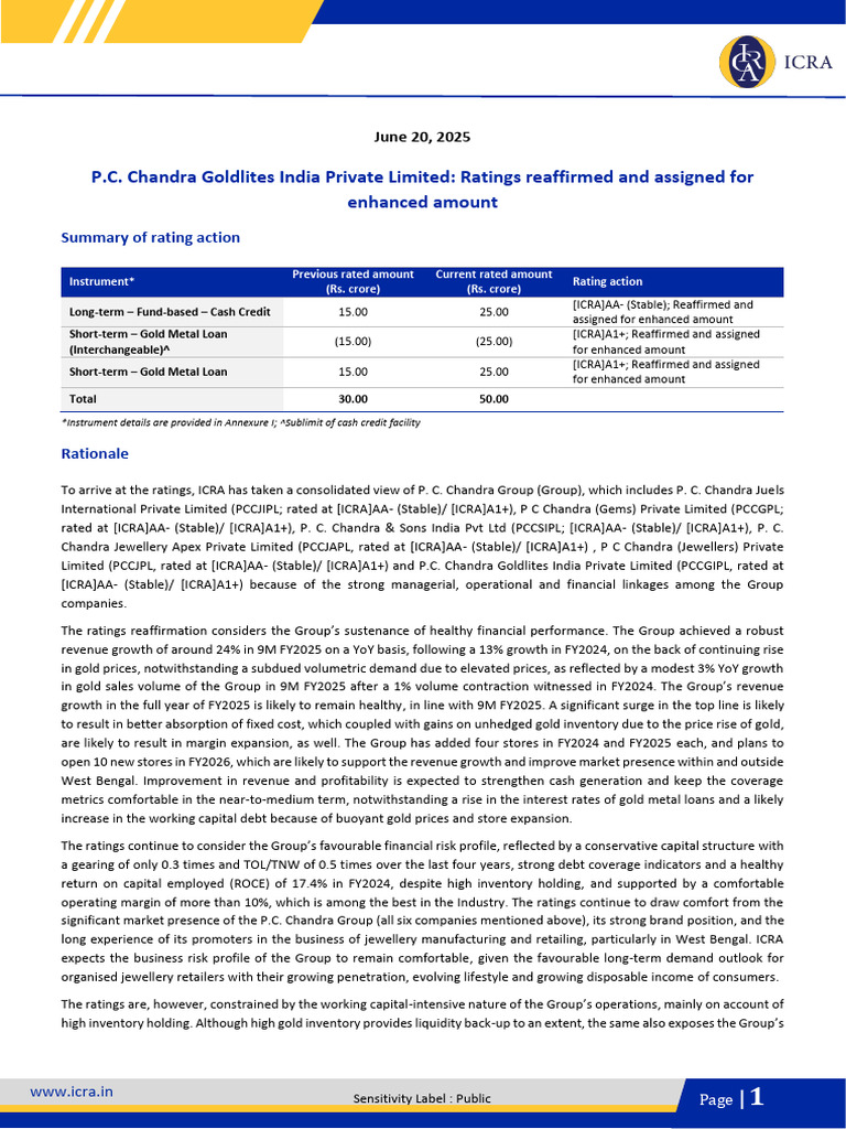 P.C. Chandra Goldlites India Private Limited | PDF | Gold As An ...