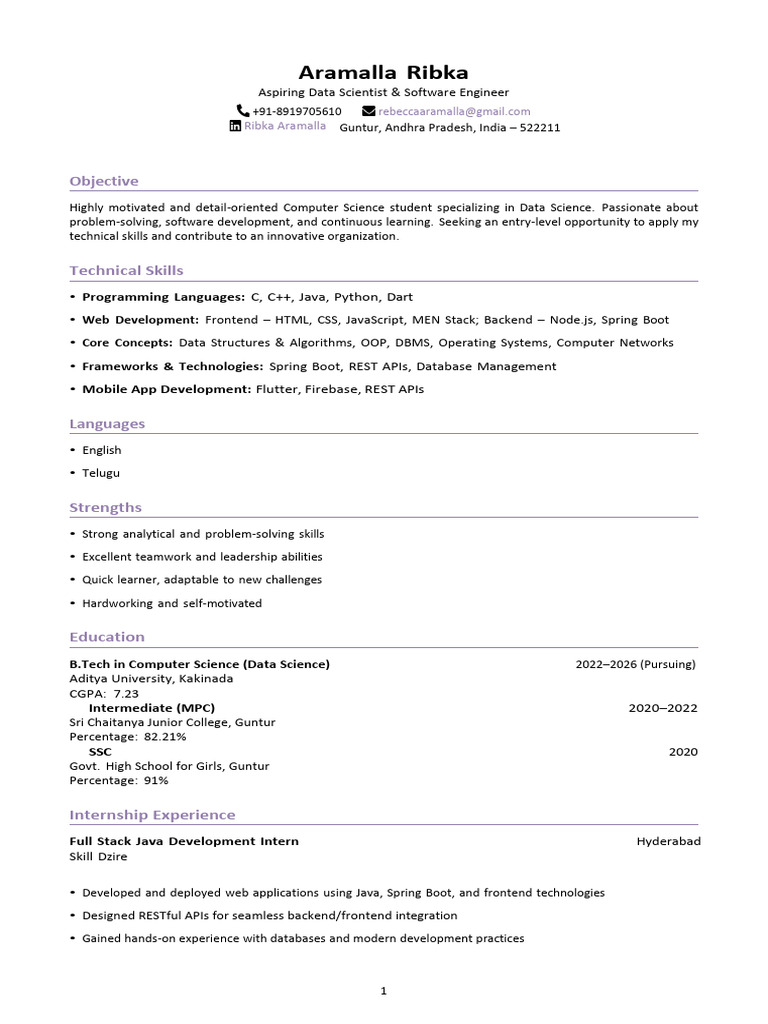 Resume Rebecca Aram All A | PDF | Databases | Mobile App