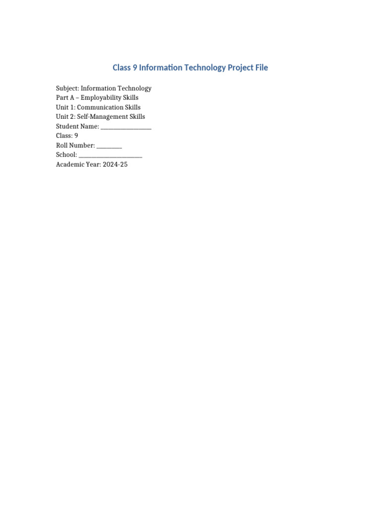 Class 9 IT Project Full | PDF | Communication | Nonverbal Communication