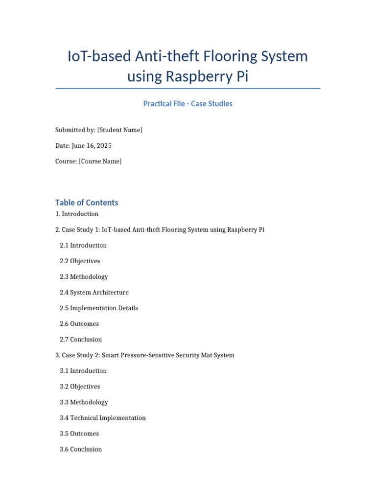 IoT Anti Theft Flooring System Practical File | PDF | Internet Of Things | Computer Security