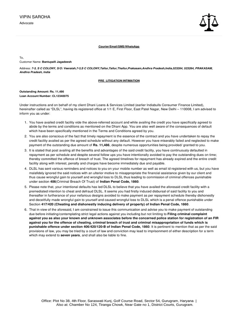 Legal Notice | PDF | Line Of Credit | Credit
