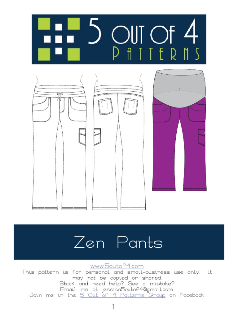 Zen Pants Sewing Pattern Guide | PDF | Seam (Sewing) | Sewing