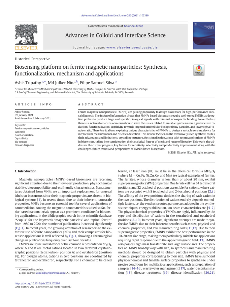 Biosensing Platform On Ferrite Magnetic Nanoparticles - Synthesis | PDF ...