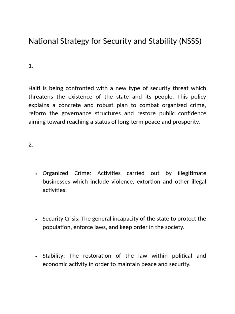 Haiti National Security Strategy 2023 | PDF | Organized Crime | Crimes