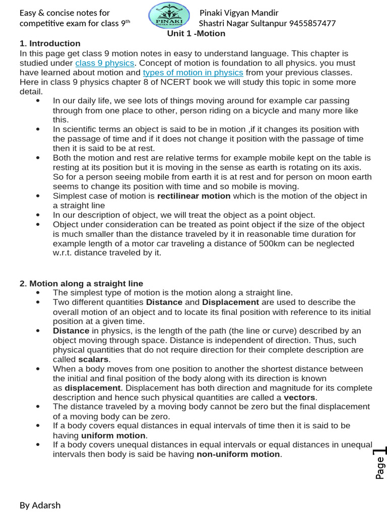 9th Phy | PDF | Force | Velocity