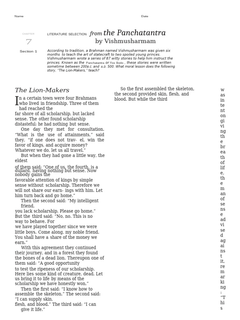 PDF The Lion Makers Panchatantra by Vishnu Sharma - Compress | PDF