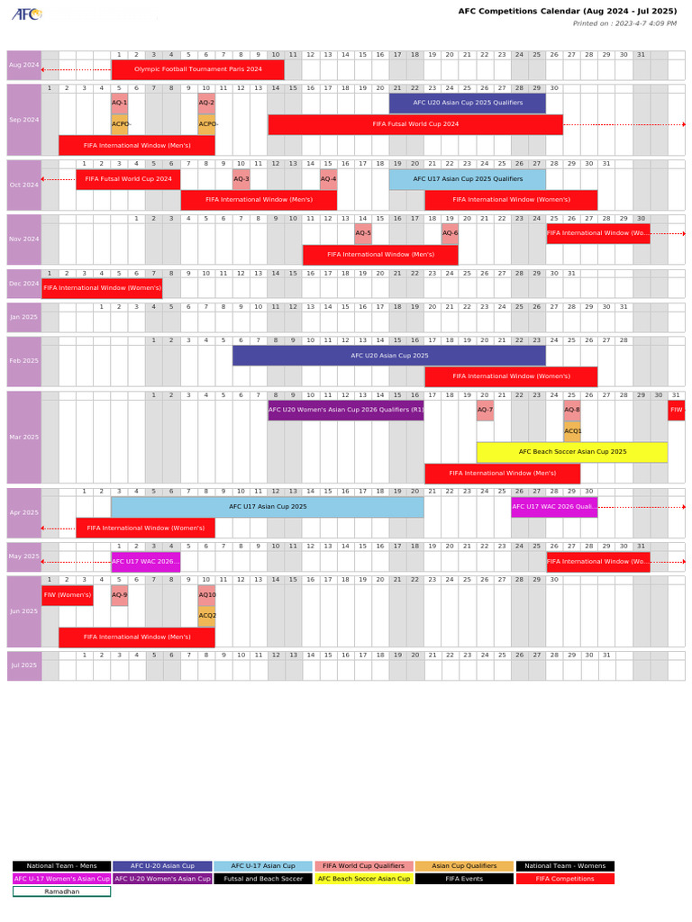 AFC Competitions Calendar (Aug 2024 Jul 2025) | PDF | Association ...