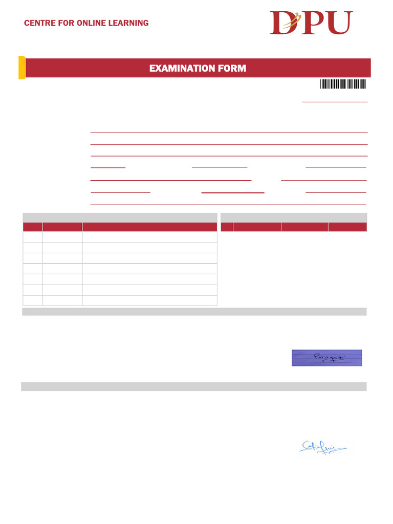 Examination Form for MBA Candidates | PDF | Vocational Education ...