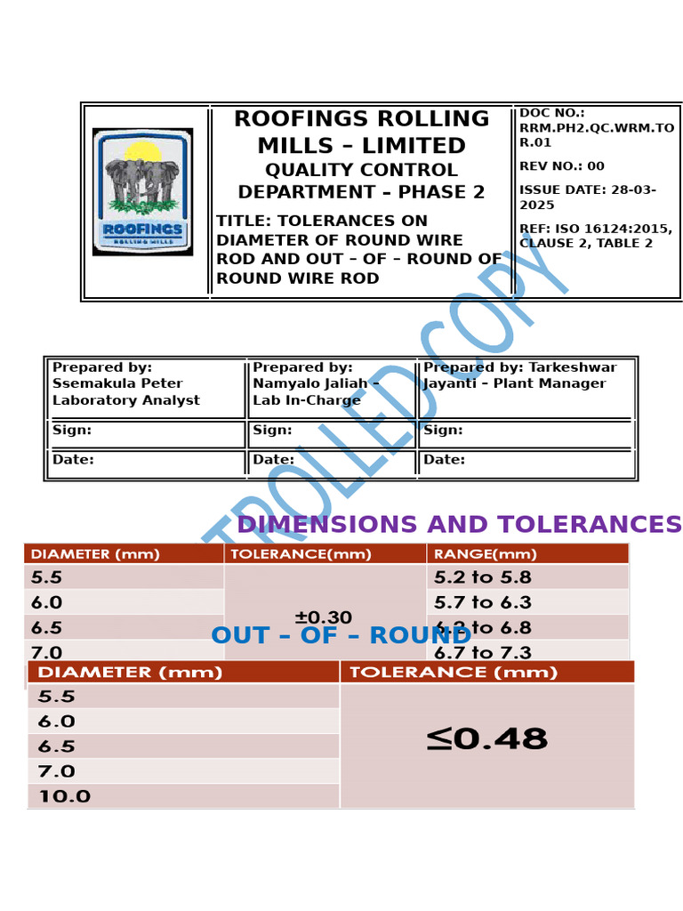Wire Rod Diameter Tolerances Guide | PDF