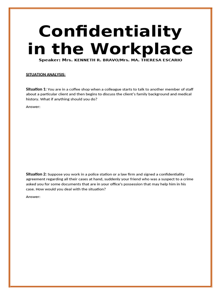Workplace Confidentiality Scenarios | PDF