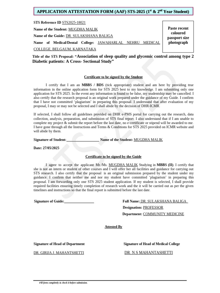 Application Attestation Form (AAF) of STS-2025 | PDF | Health Care ...