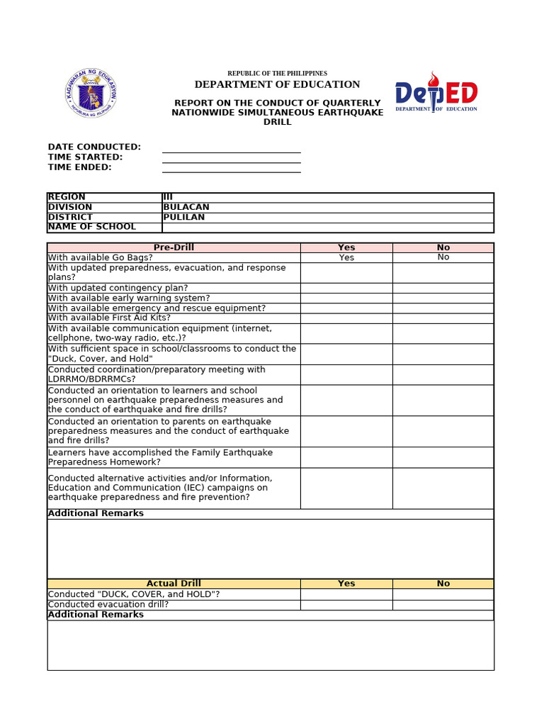 2025 Annex B. NSED School Report On The Conduct of NSED | PDF ...