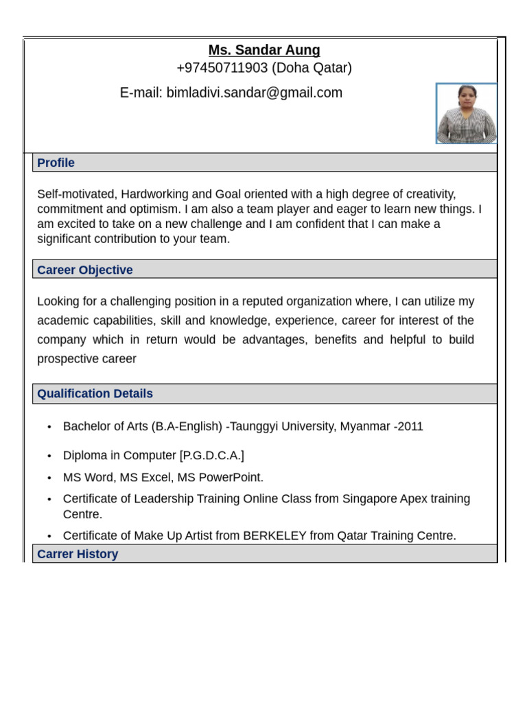 Sandar (CV) | PDF