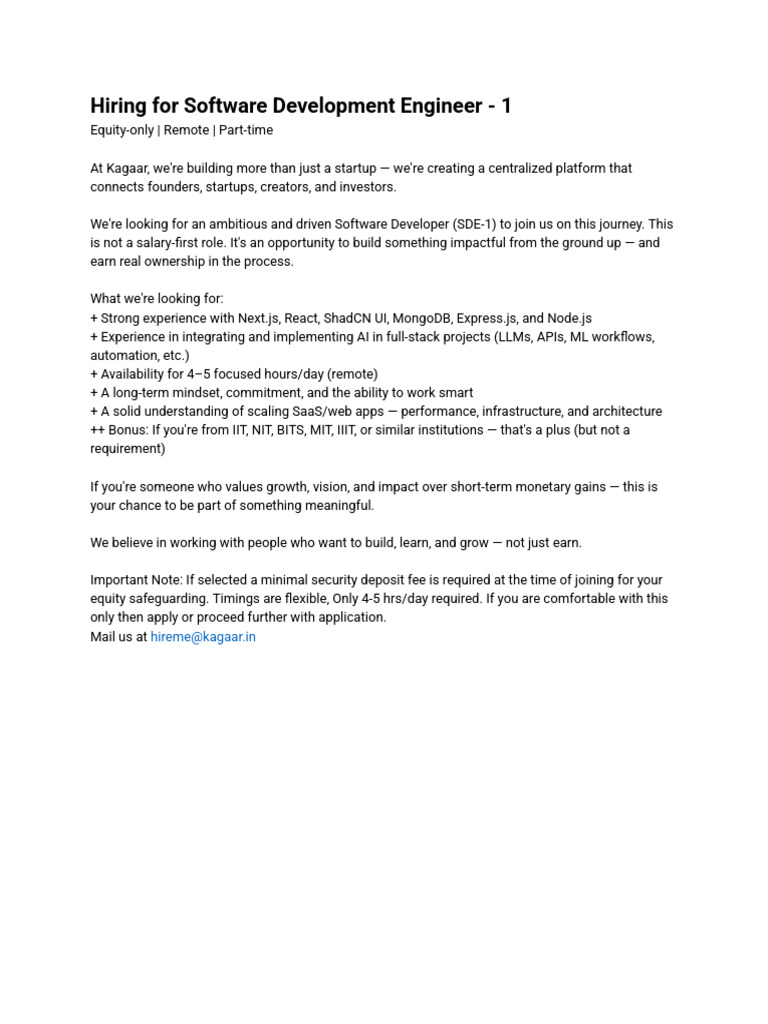 SDE 1 Job Description | PDF