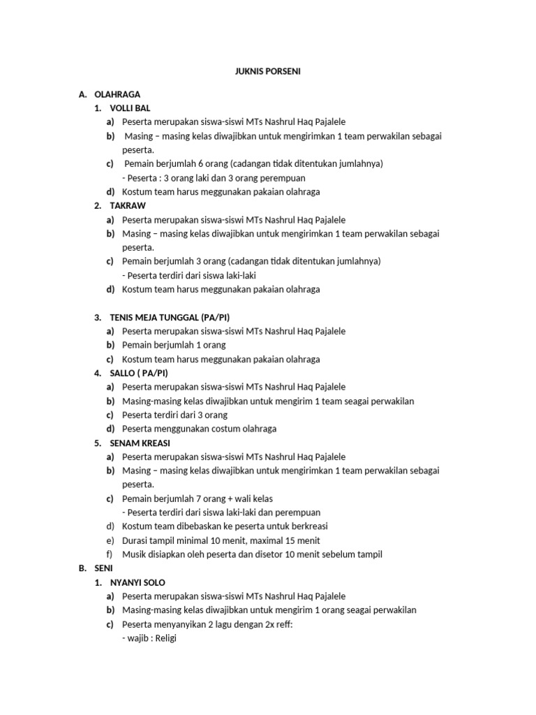 Juknis Porseni | PDF