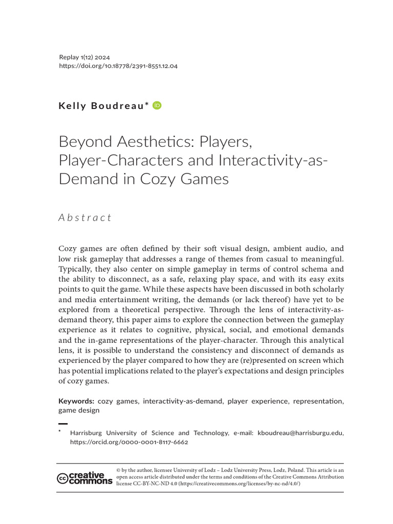 Beyond Aesthetics-Players, Player-Characters and Interactivity-as ...