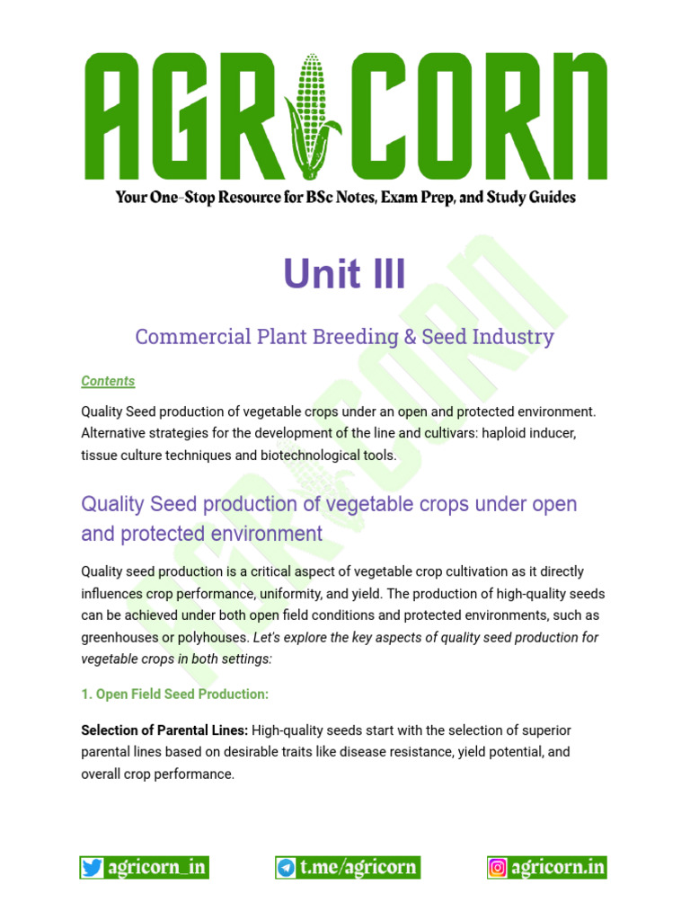 Quality Seed Production in Plant Breeding | PDF | Plant Breeding | Seed