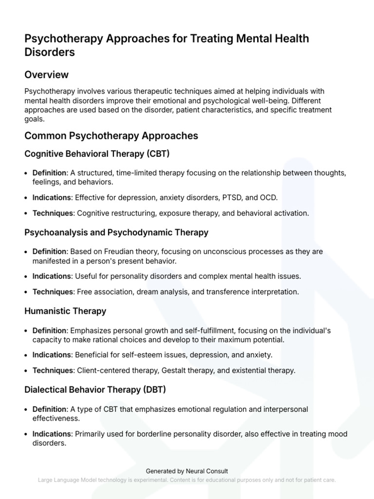 # Psychotherapy Approaches For | PDF | Psychotherapy | Cognitive ...