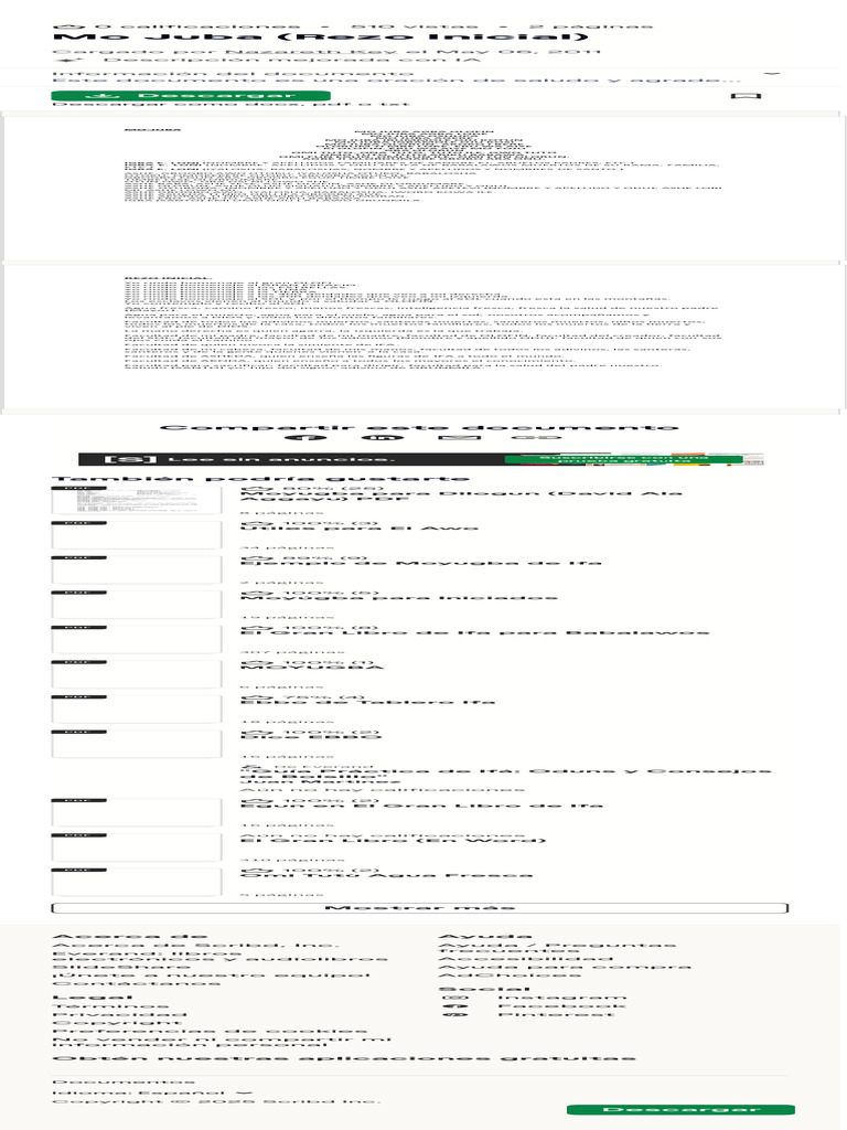 Mo Juba (Rezo Inicial) PDF Comportamiento Religioso y Experiencia Mitología | PDF | Religiones ...